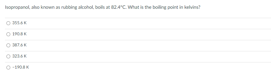 Solved Isopropanol, also known as rubbing alcohol, boils at | Chegg.com