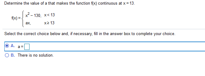 Solved Determine the value of a that makes the function f(x) | Chegg.com