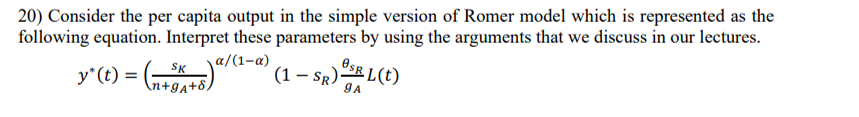 Solved Consider the per capita output in the simple version | Chegg.com