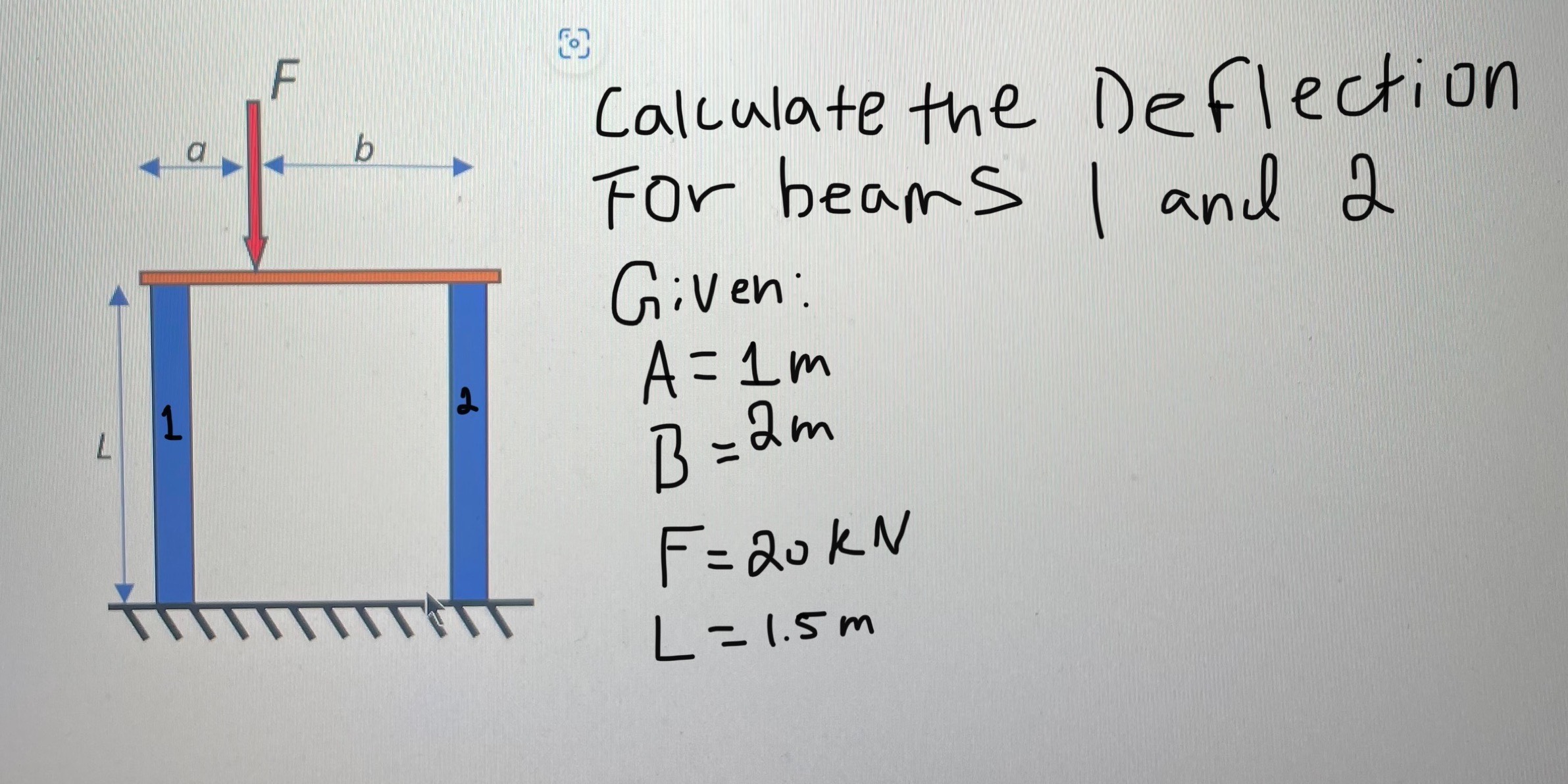 Solved Calculate the Deflection For beams 1 ﻿and 2 | Chegg.com