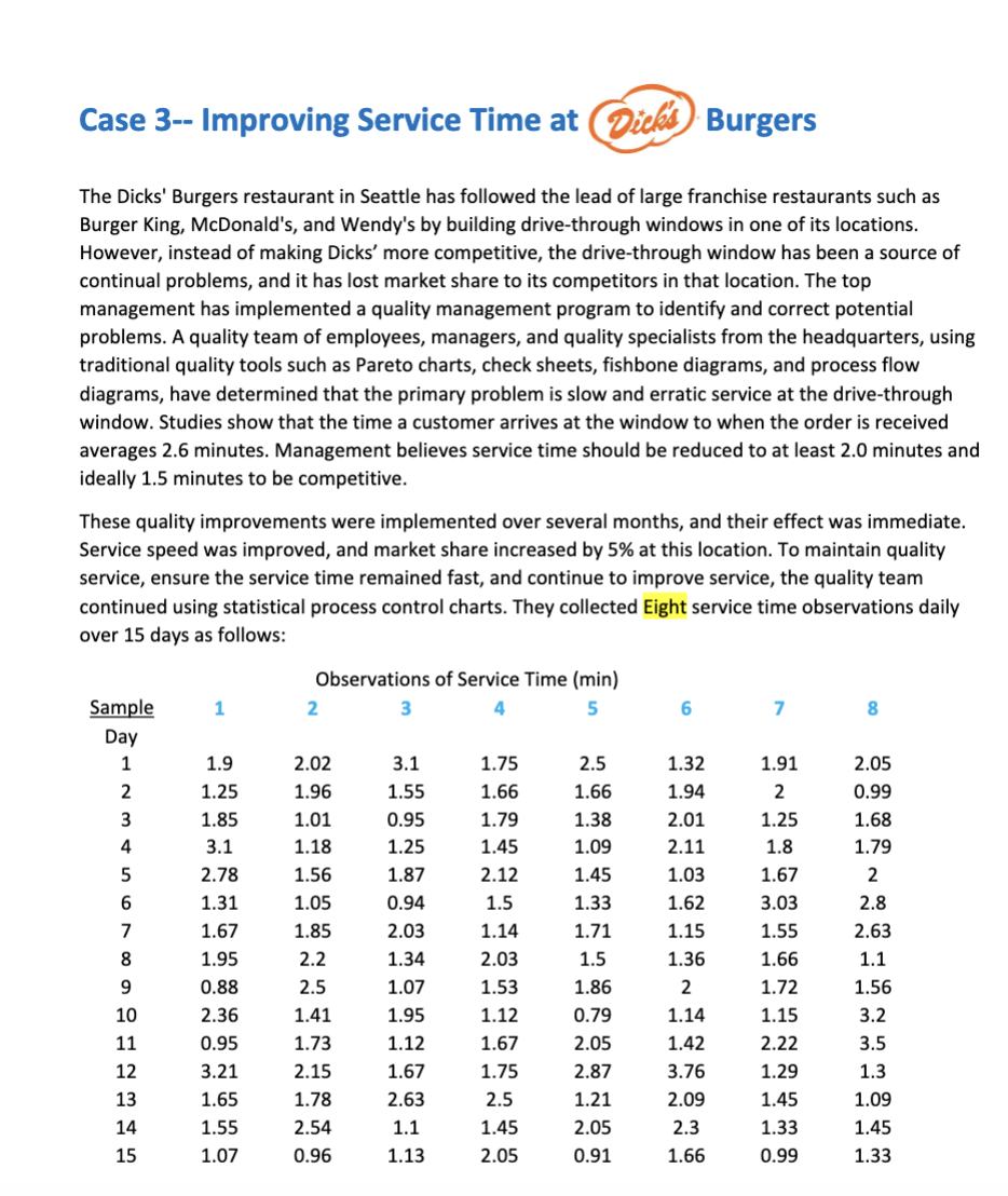 Solved Case 3-- ﻿Improving Service Time at (Deters | Chegg.com