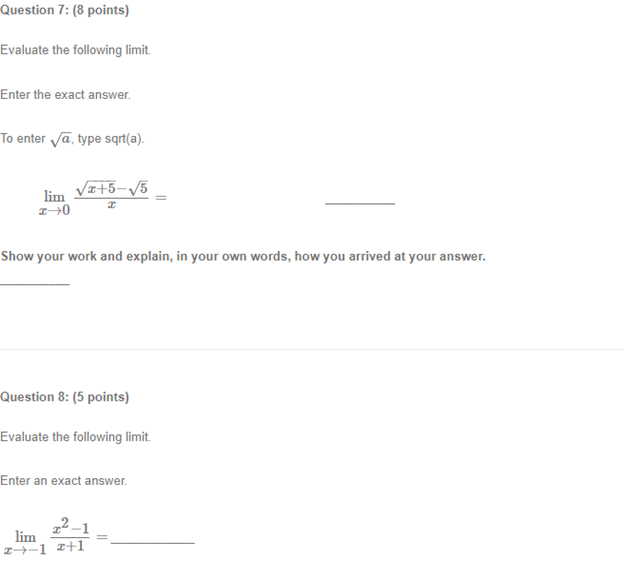 Solved Evaluate the following limit. Enter the exact answer. | Chegg.com