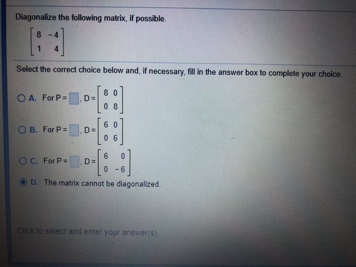 Solved Let A-PDP-1 and P and D as shown below Compute A4 1 2 | Chegg.com