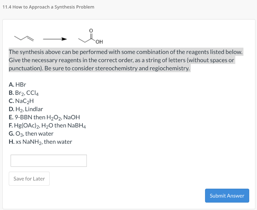 Solved The synthesis above can be performed with some | Chegg.com