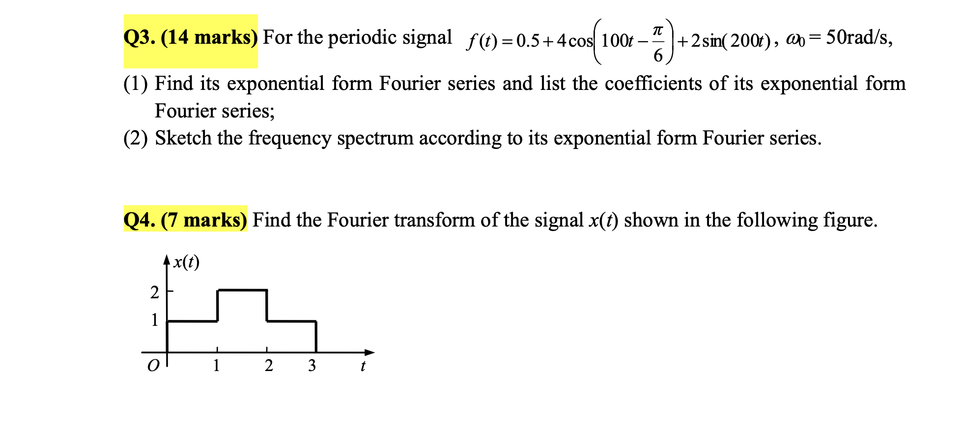 Solved Q3. (14 marks) For the periodic signal | Chegg.com