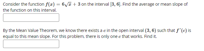 Solved Consider the function f(x)=6x+3 on the interval | Chegg.com