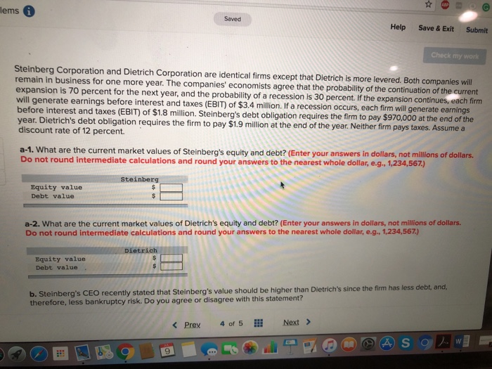 Solved lems Saved Help Save & Exit Submit Check my work | Chegg.com