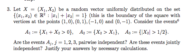 3. Let X (X1, X2) be a random vector uniformly | Chegg.com