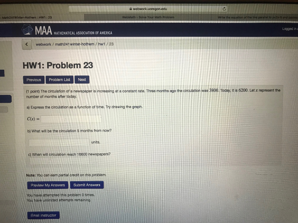 Solved webwork.uoregon.edu : Math241Winter-Hothern: HW1: 23 | Chegg.com