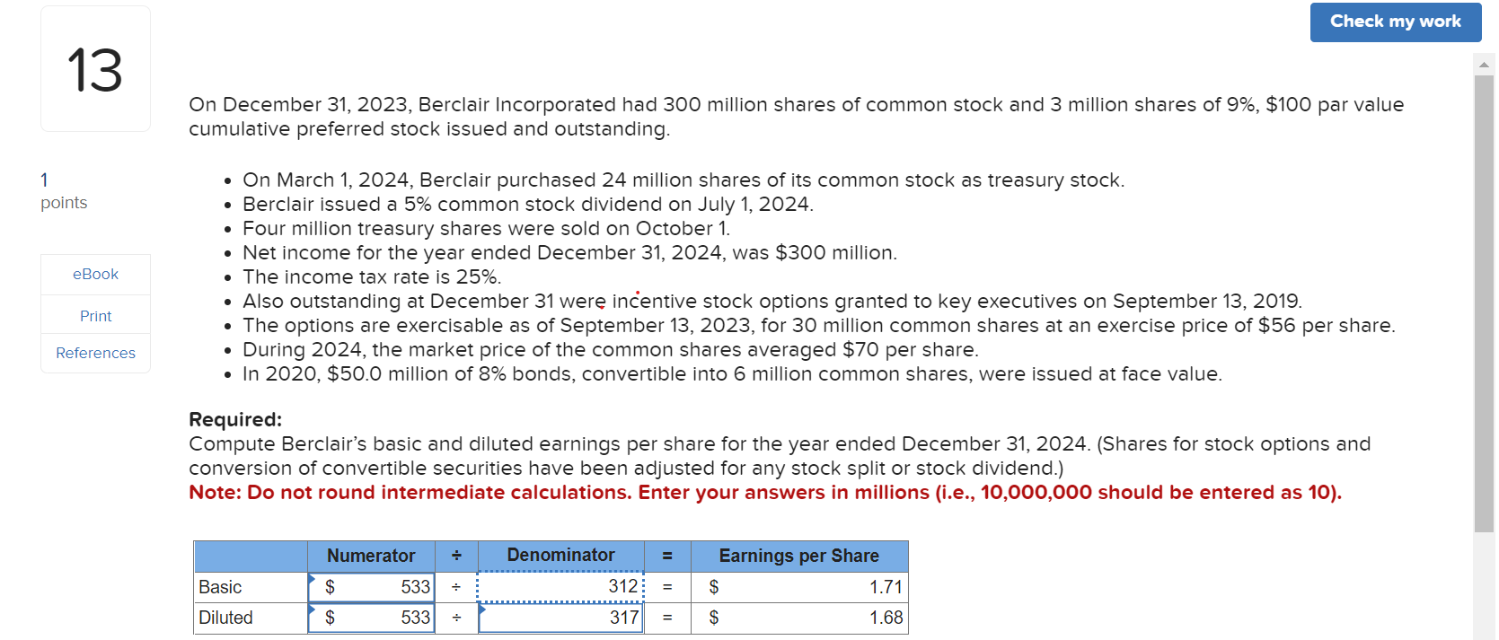 Solved On December 31,2023 , Berclair Incorporated had 300 | Chegg.com