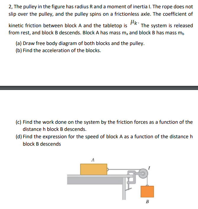Solved 2 , The pulley in the figure has radius R and a | Chegg.com