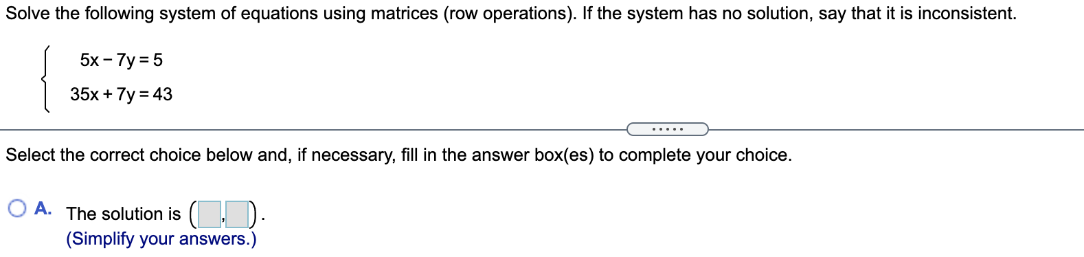 Solved Solve the following system of equations using | Chegg.com