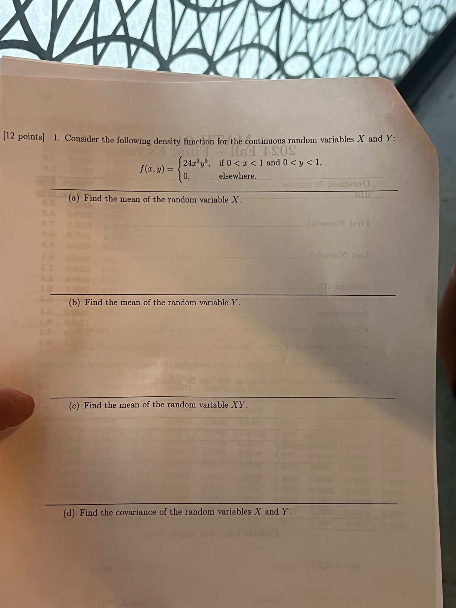 Solved [12 ﻿points]Consider the following density function | Chegg.com