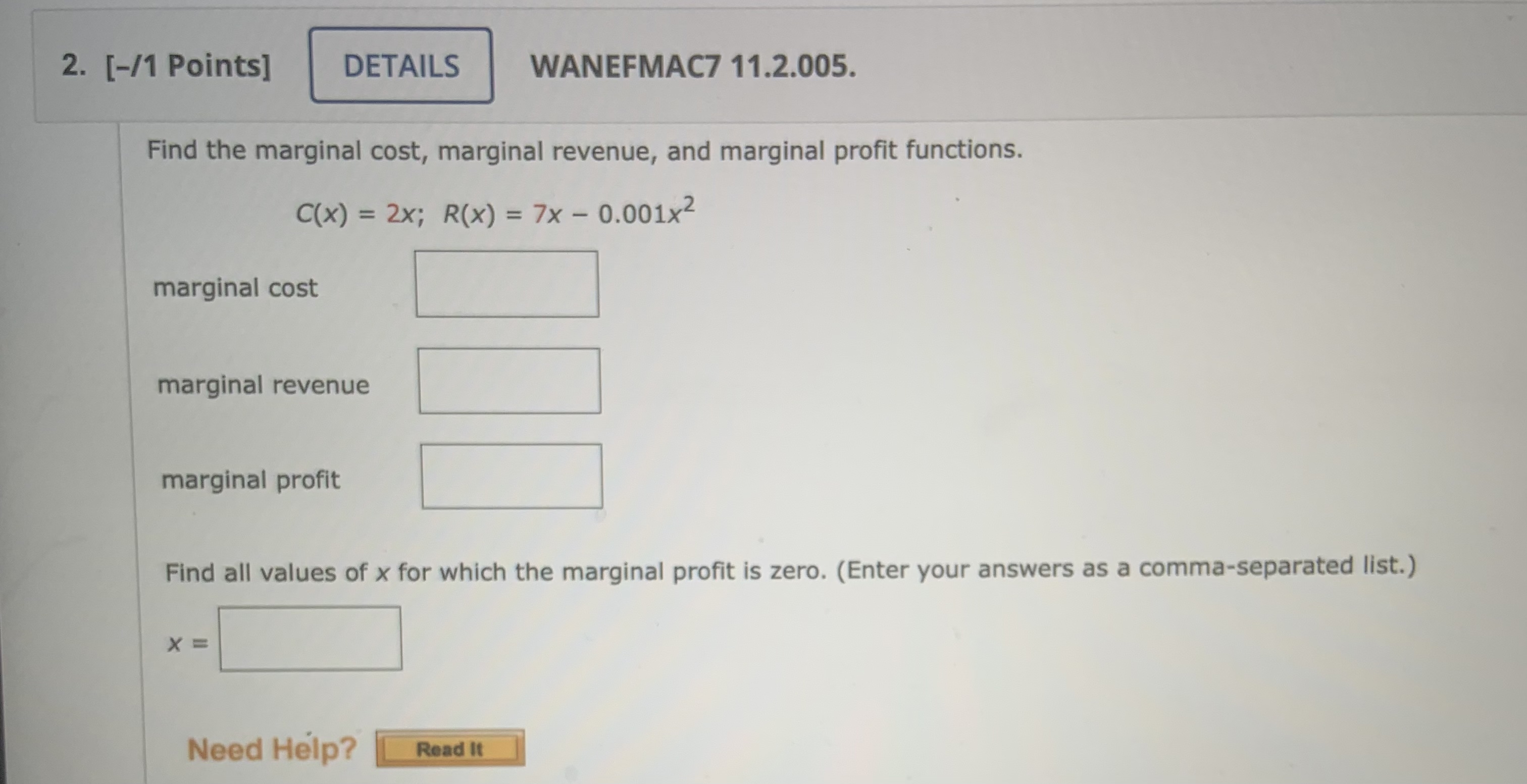 Solved Find the marginal cost, marginal revenue, and | Chegg.com