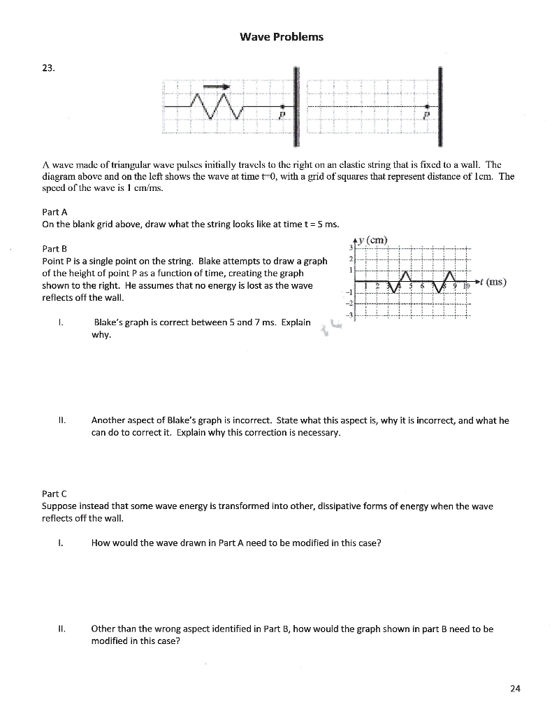 Solved Wave Problems A wave made of triangular wave pulses | Chegg.com