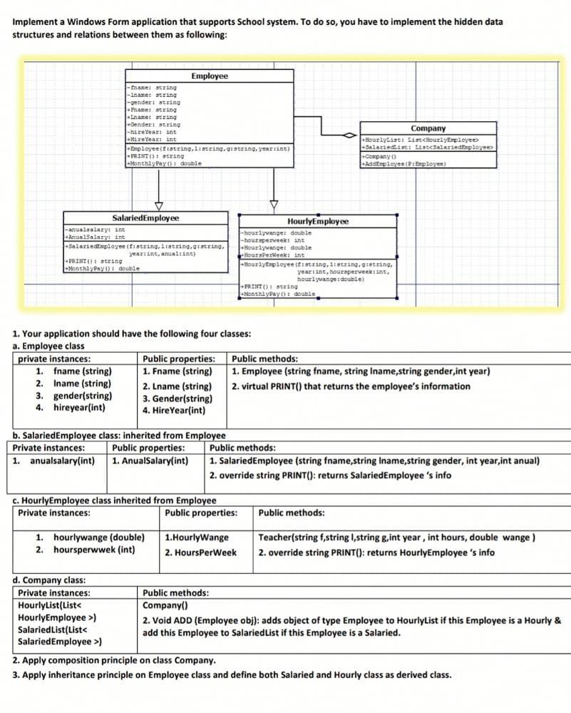 Solved Implement a Windows Form application that supports | Chegg.com