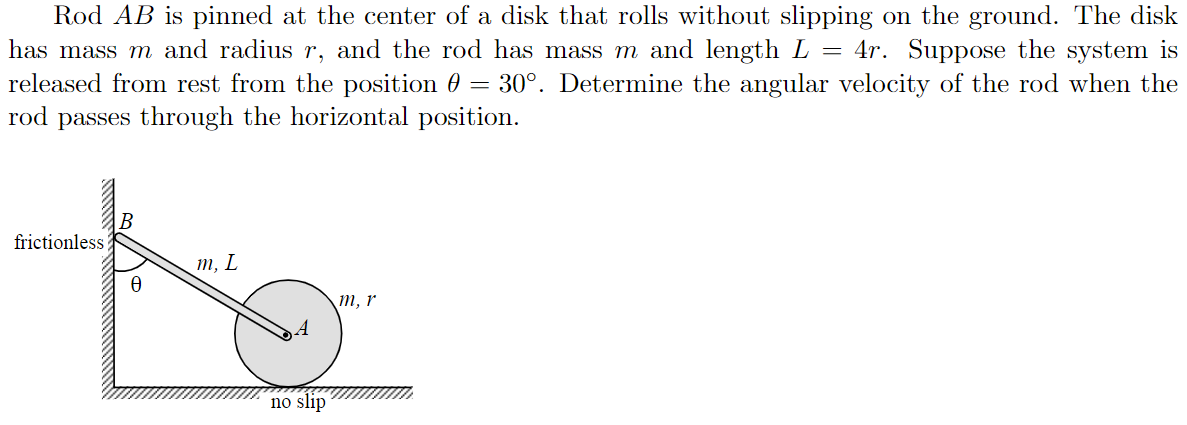Solved Rod AB is pinned at the center of a disk that rolls | Chegg.com