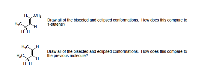 Solved H. CH3 Draw all of the bisected and eclipsed | Chegg.com