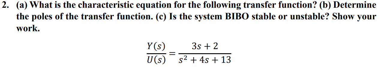 Solved 2. (a) What is the characteristic equation for the | Chegg.com
