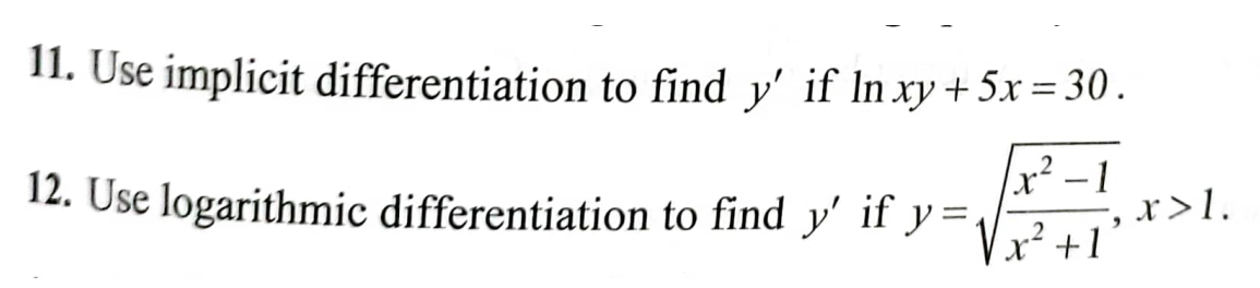 Solved 11. Use implicit differentiation to find y′ if | Chegg.com