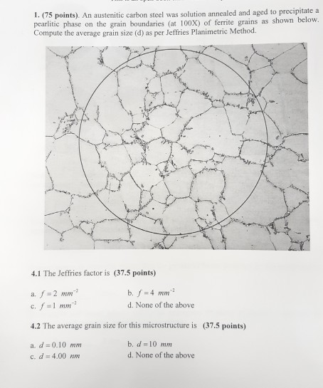 Solved pearlitic Compute the average grain size (d) as per | Chegg.com
