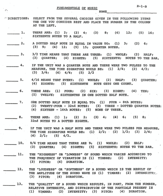 Solved FUNDAMENTALS OF MUSIC R-1-3 NAME 12, "DIRECTIONS: | Chegg.com