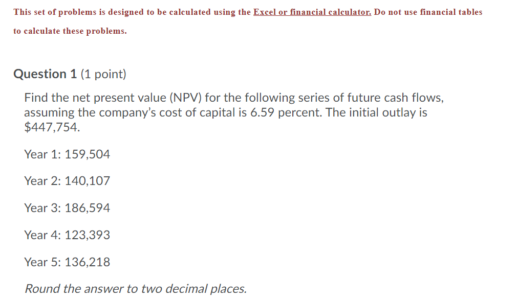 Solved This set of problems is designed to be calculated | Chegg.com
