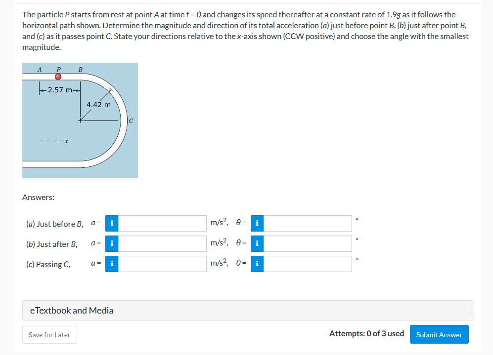 Solved The particle P starts from rest at point A at time t= | Chegg.com