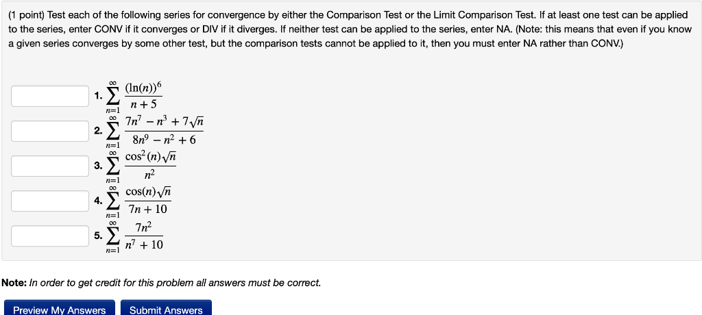 Solved Test each of the following series for convergence by | Chegg.com