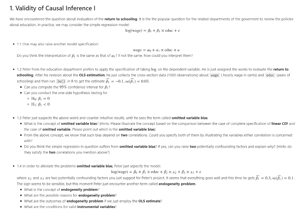1. Validity of Causal Inference | We have encountered | Chegg.com