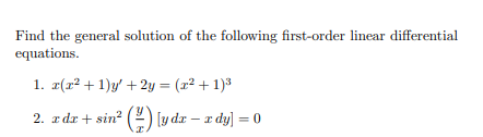 Solved Find the general solution of the following | Chegg.com