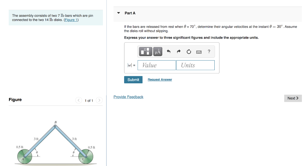Solved The assembly consists of two 7 lb bars which are pin | Chegg.com