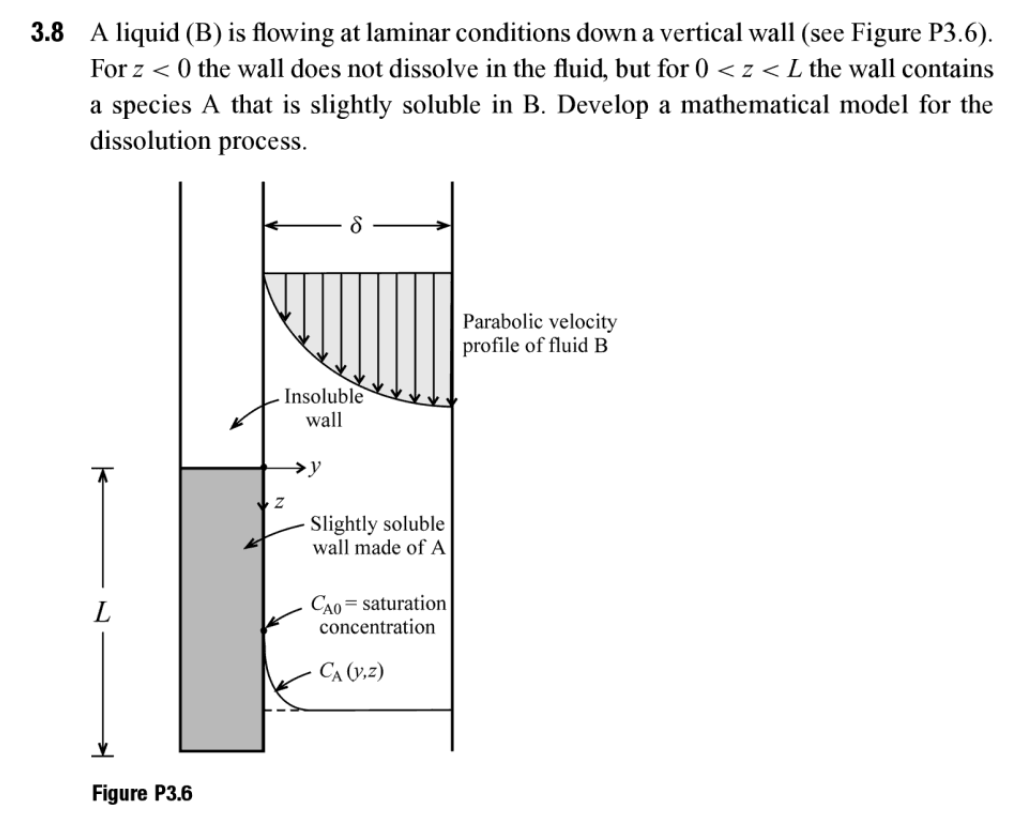 Solved 3.8 A liquid (B) is flowing at laminar conditions | Chegg.com