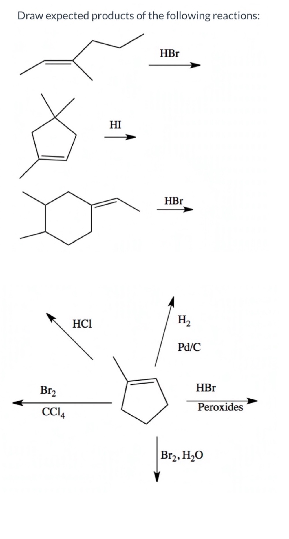 Solved Draw expected products of the following reactions: | Chegg.com