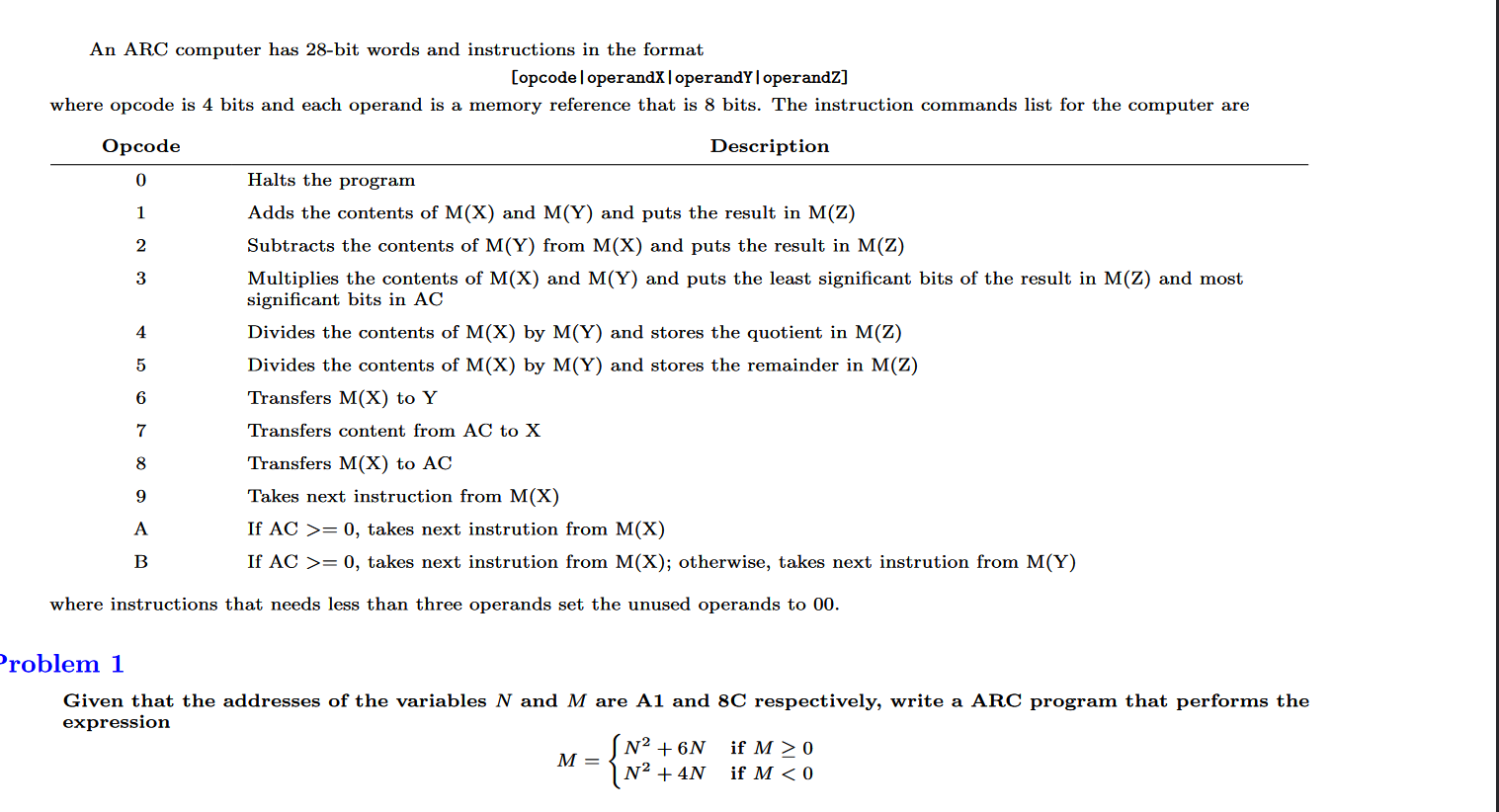Solved An ARC computer has 28-bit words and instructions in | Chegg.com