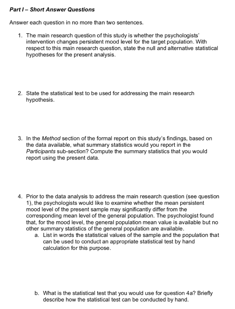 Solved Research scenario A team of psychologists | Chegg.com