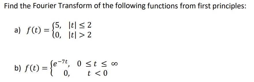 Solved Find the Fourier Transform of the following functions | Chegg.com