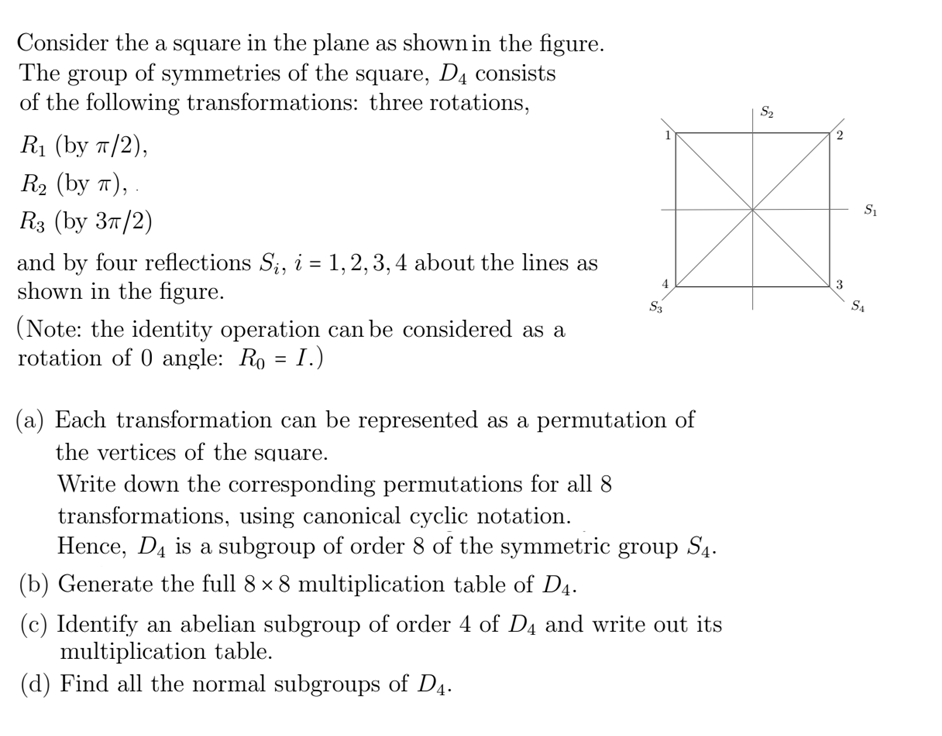 Solved S2 2 Consider the a square in the plane as shown in | Chegg.com