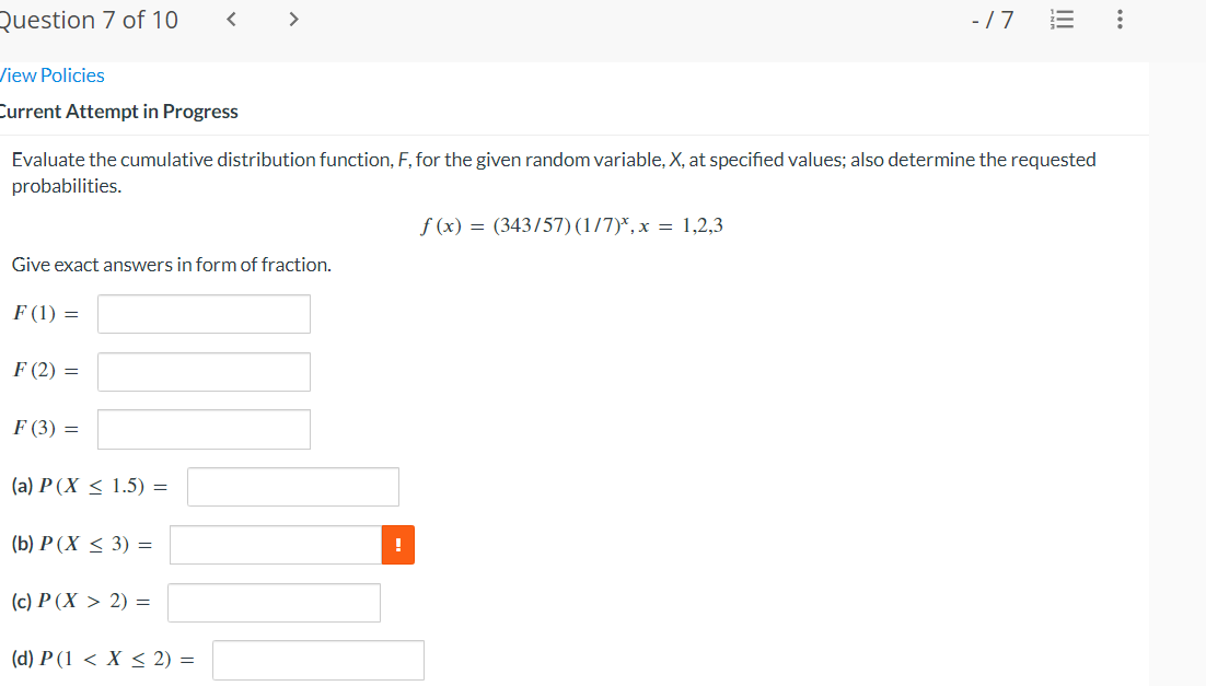 Solved Current Attempt in Progress Evaluate the cumulative | Chegg.com