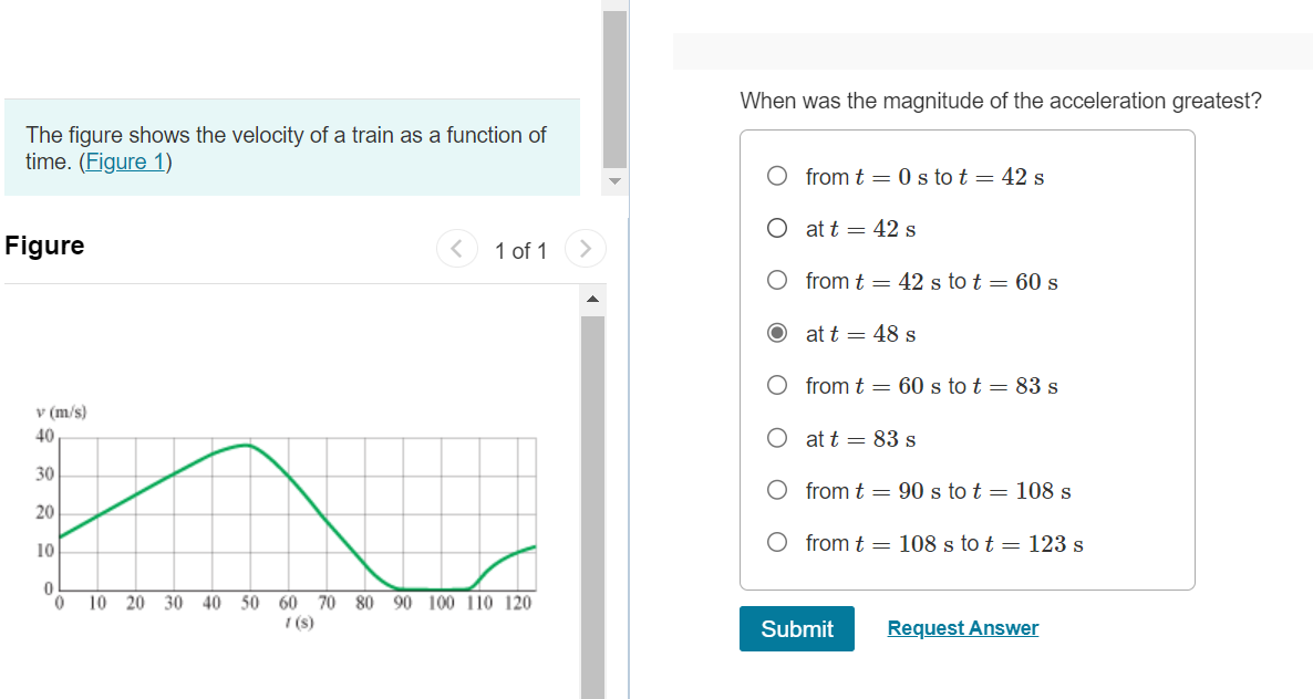 Solved When was the magnitude of the acceleration greatest? | Chegg.com