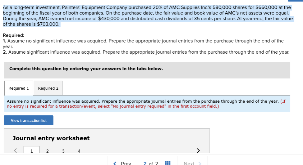 Solved 1. Record the purchase of AMC Supplies shares for | Chegg.com