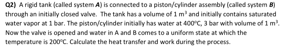 Solved Q2) ﻿A rigid tank (called system A ) ﻿is connected to | Chegg.com