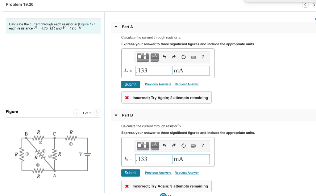 Solved Problem 19 20 3 Calculate The Current Through Each