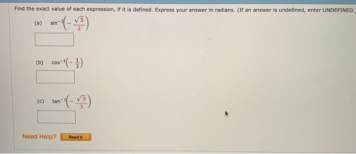 Solved Find the exact value of each expression, if it is | Chegg.com