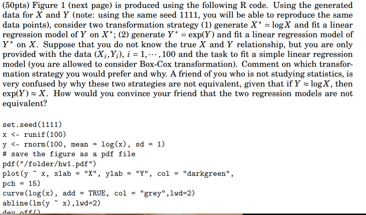 Solved (50pts) Figure 1 (next page) is produced using the | Chegg.com