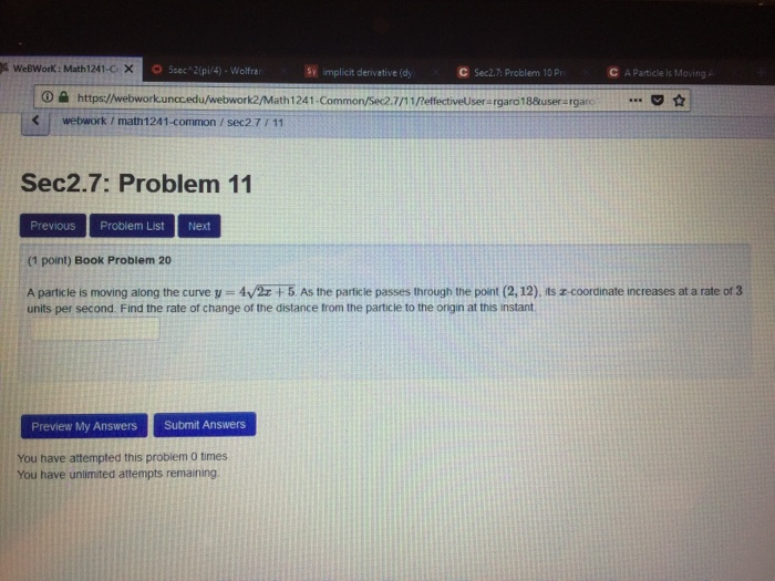 Solved WeBWorK: Math 1241-C X 5sec-2(pi/4) . wolfra Sy | Chegg.com