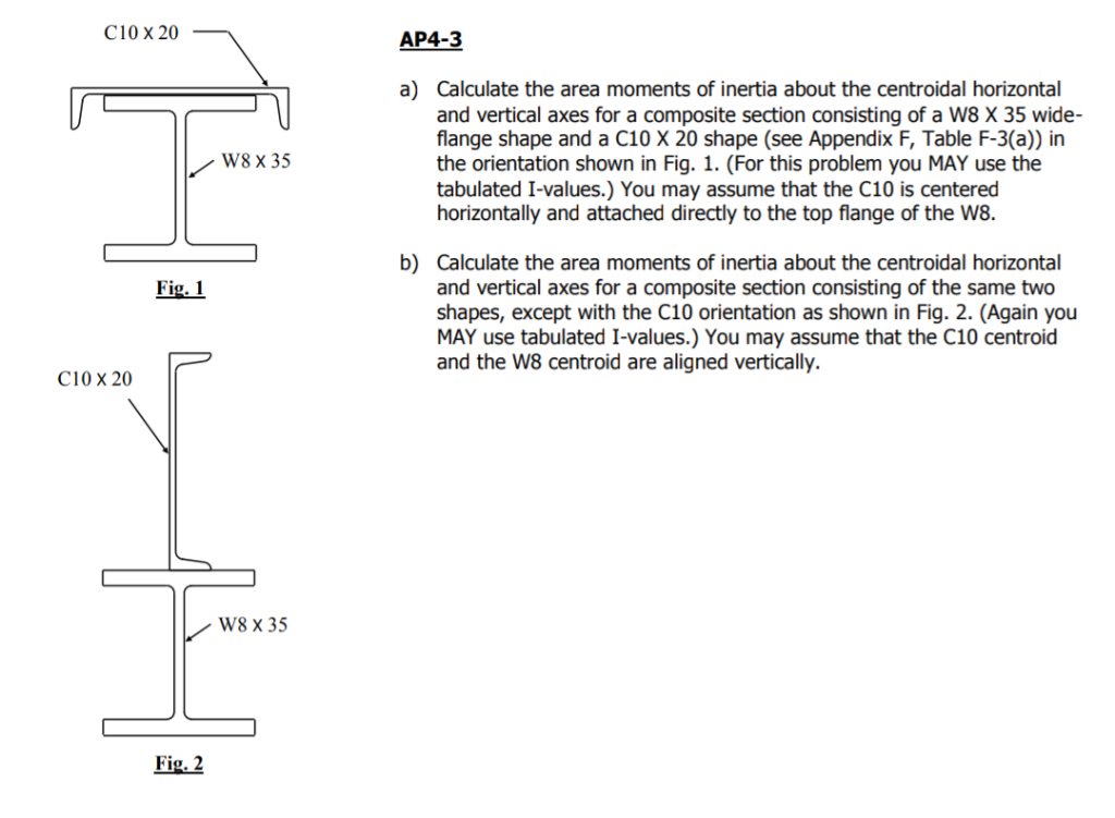 Solved C10 x 20 AP4-3 a) Calculate the area moments of | Chegg.com