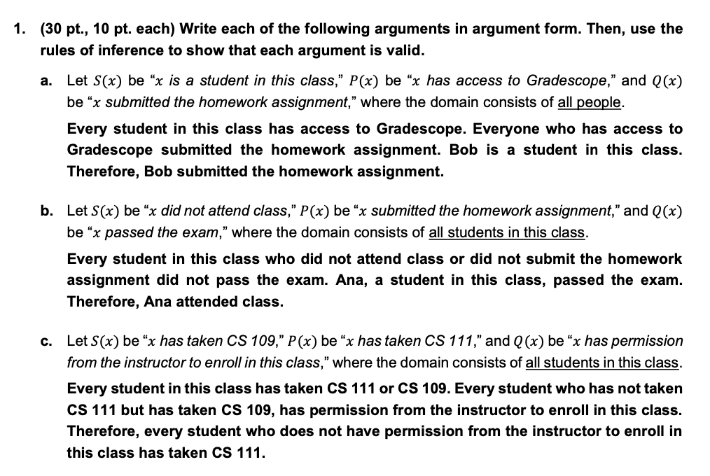Solved 1. (30 pt., 10 pt. each) Write each of the following | Chegg.com
