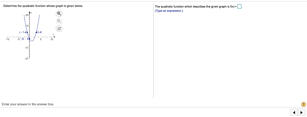 Solved Determine The Quadratic Function Whose Graph Given 