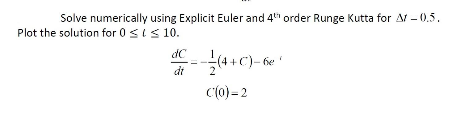 Solved Solve numerically using Explicit Euler and 4th order | Chegg.com
